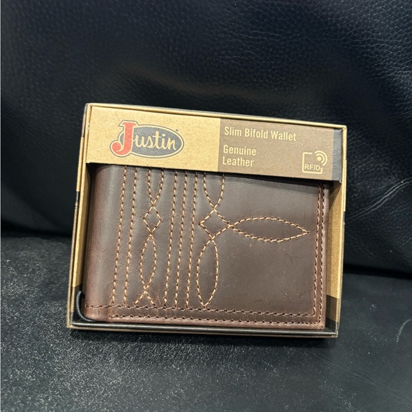 Justin Boots | Accessories | Justin Boots Dark Brown Leather Slim ...